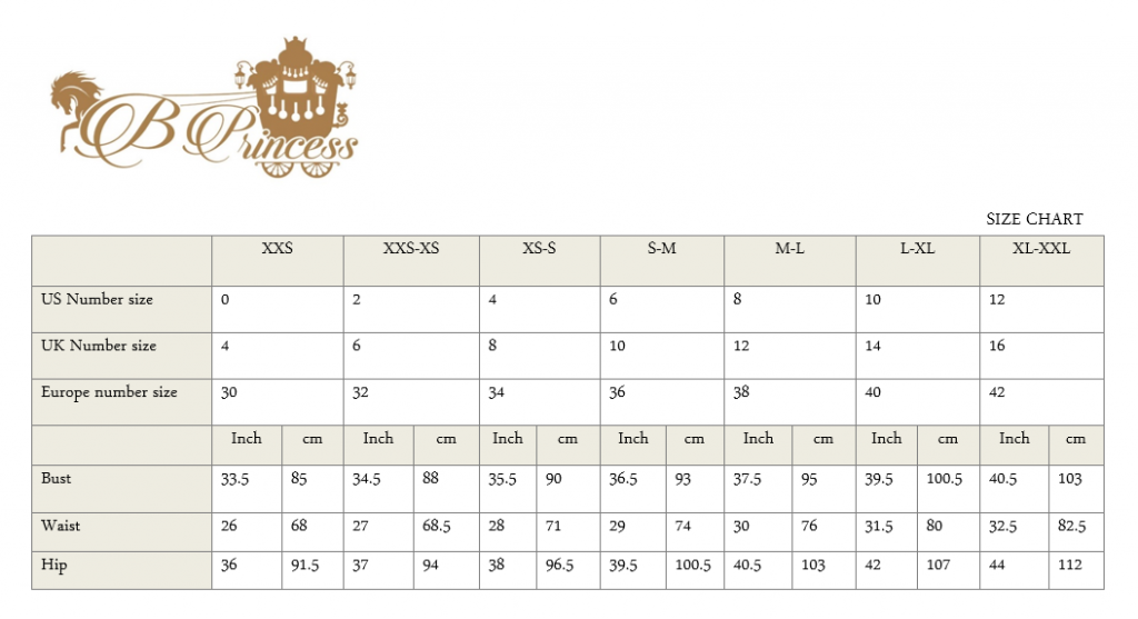 Size Guide - B-Princess